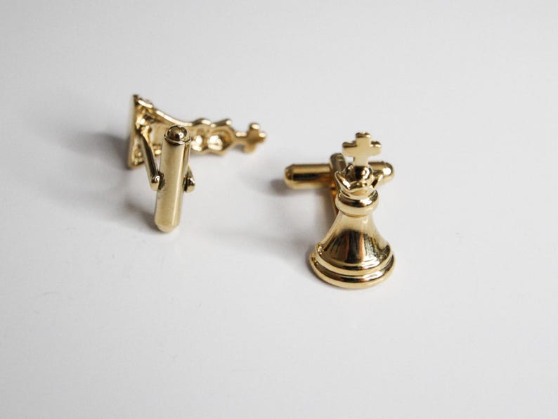 King Chess Pieces Cufflinks Strategy Meets Style Gold Tone - Etsy