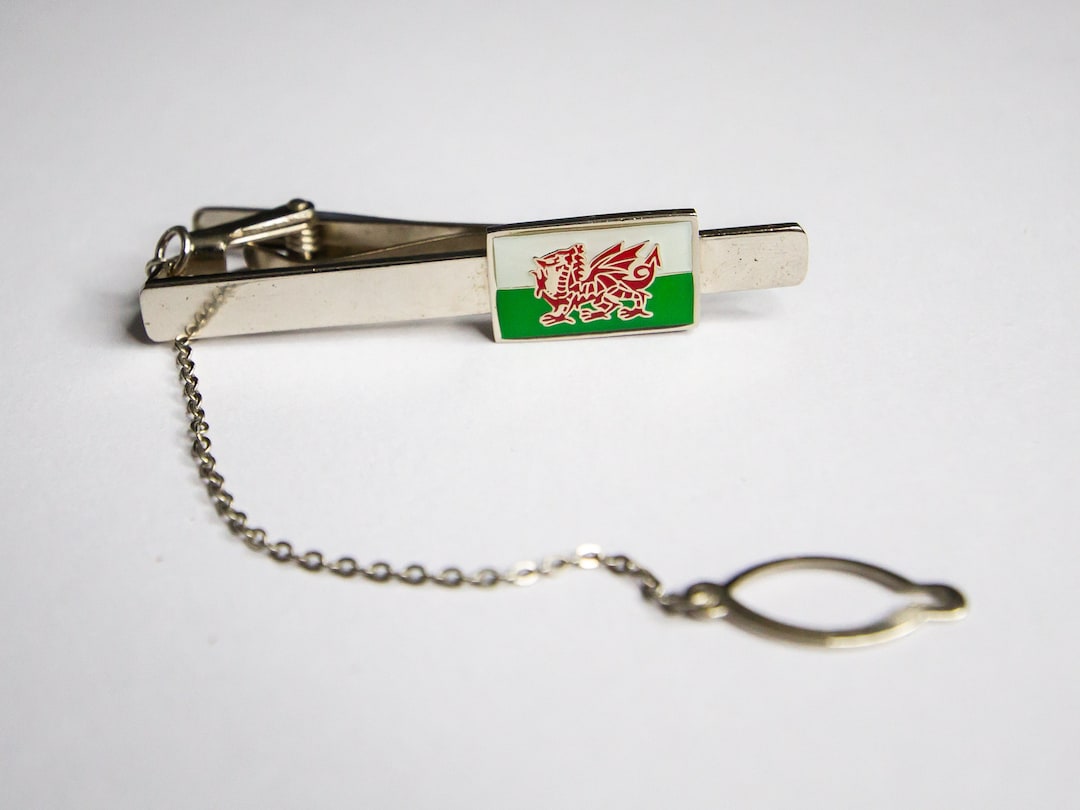 Welsh Dragon National Flag Vintage Tie Clip With Chain - Etsy