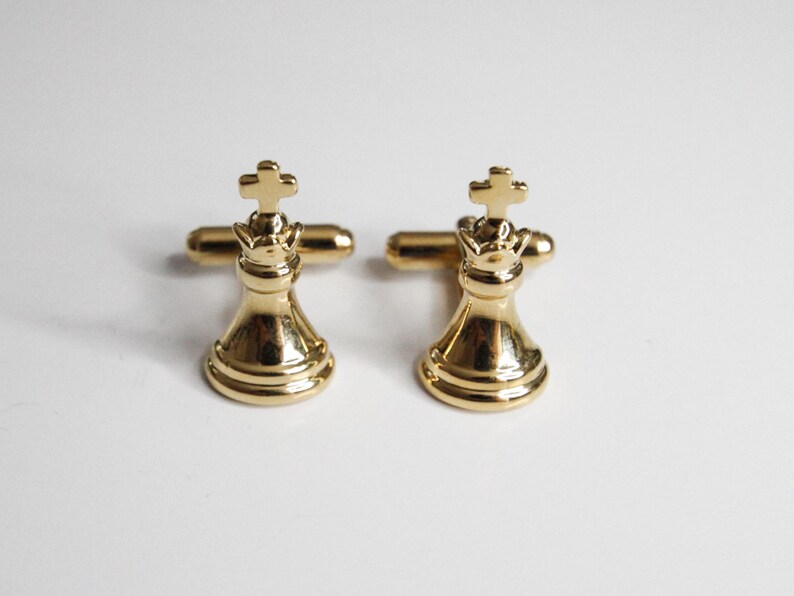 King Chess Pieces Cufflinks Strategy Meets Style Gold Tone - Etsy
