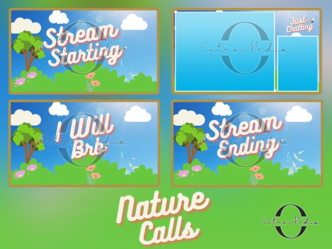 Nature Calls Overlay Scenes Package - Starting Soon, BRB, Ending ...