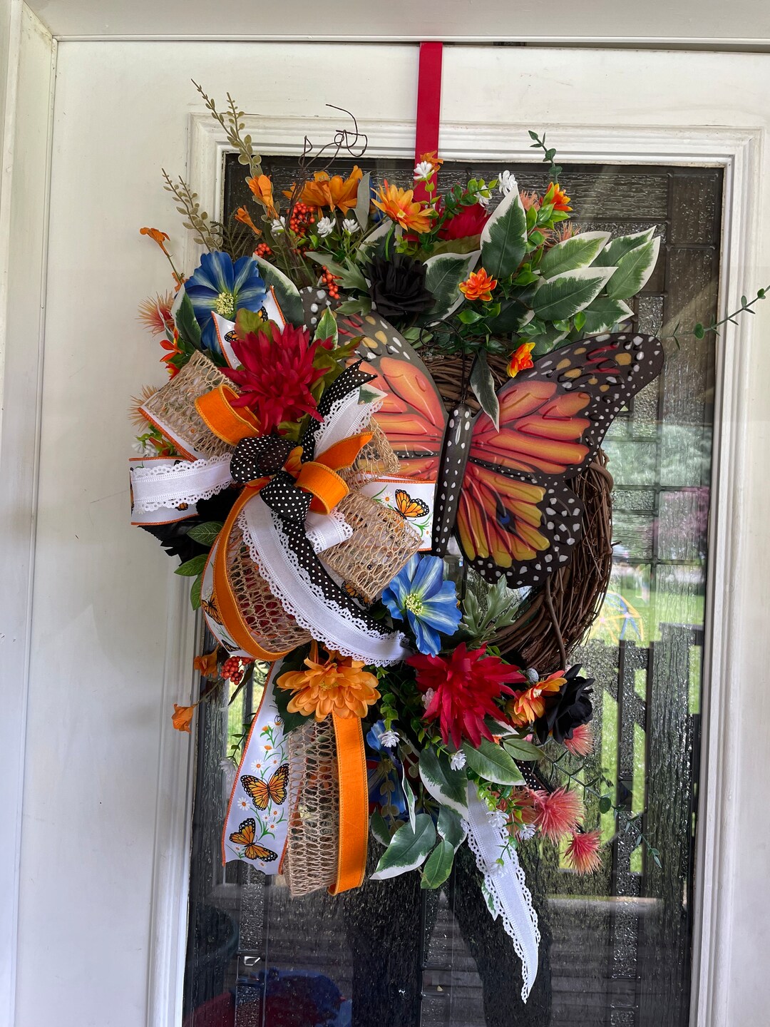 Monarch Butterfly, Summer Butterfly Front Door, Butterfly Wreath ...