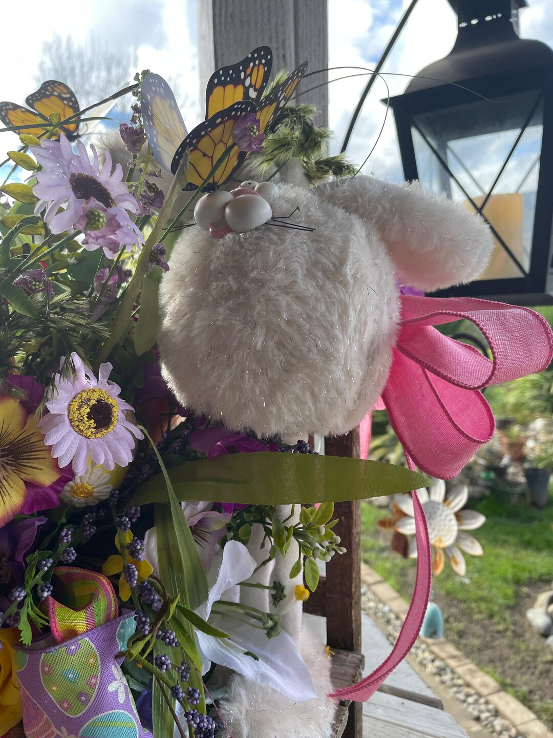 Easter Bench Centerpiece, Bunny Arrangement , Spring Floral Arrangement ...