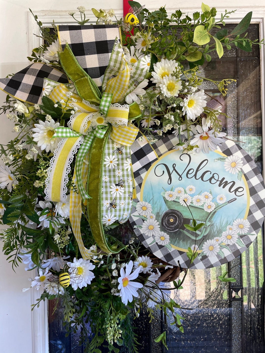 Summer Daisy Front Door, Summer Floral Front Door, Welcome Daisy Front ...