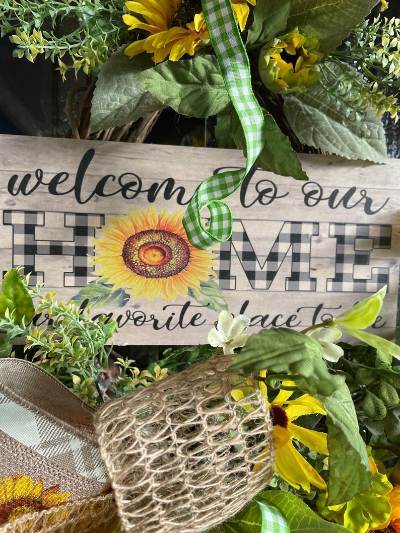 Everyday Wreath, Sunflower Front Door, Fall Welcome Front Door ...