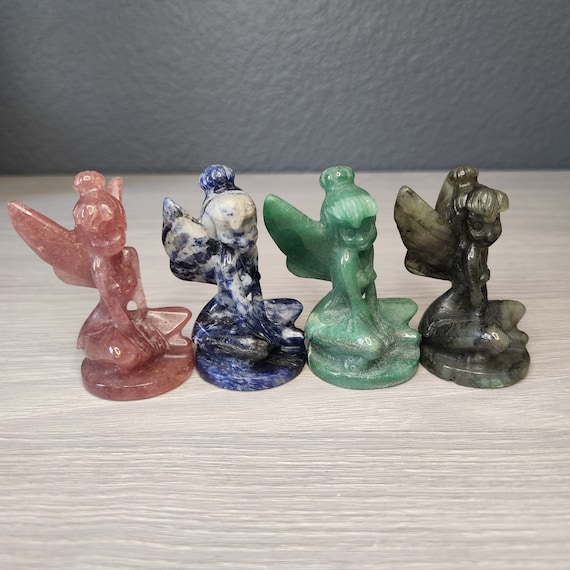 Strawberry Quartz Fairy Carving. Sodalite Fairy Carving. Green - Etsy