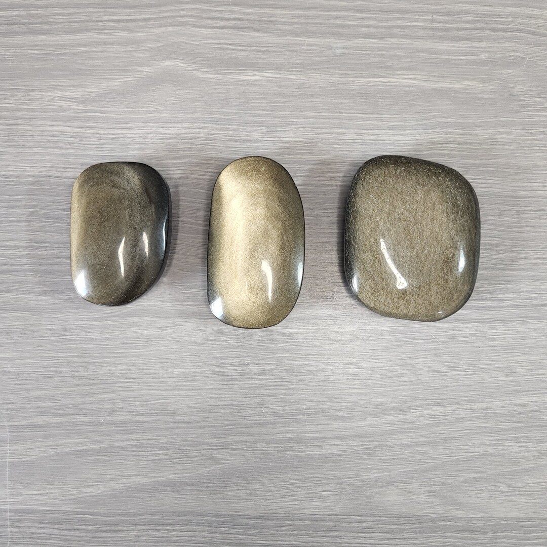 Golden Obsidian Palm Stone. Gold Sheen Obsidian Palm Stone. - Etsy
