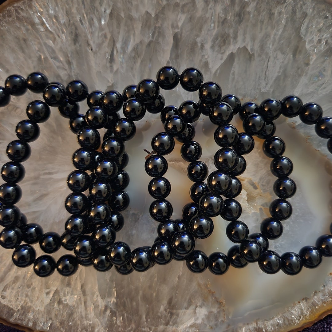 Black Tourmaline Bracelets. 10 Millimeter Beads. Tourmaline Jewelry - Etsy
