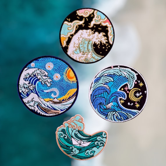 Waves Iron on Patches Premium Quality Embroidered Clothes - Etsy