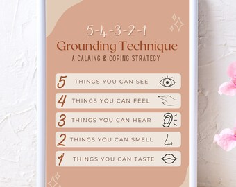 54321 Grounding Technique Coping Strategy| Visual Print | School ...
