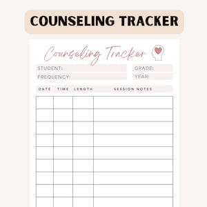 Counseling Tracker Log Documentation Form Minimalist Pink Version ...
