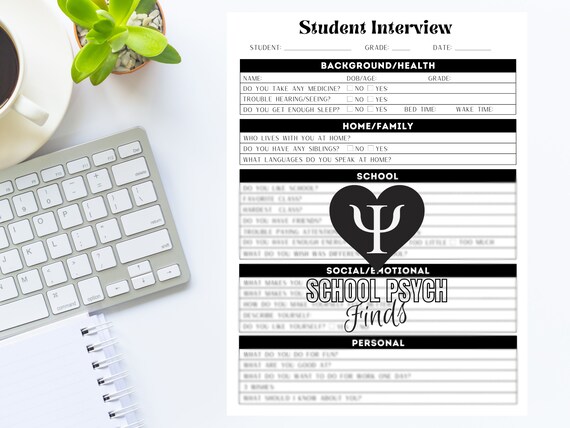 Student Interview Form School Psychologist Forms School - Etsy