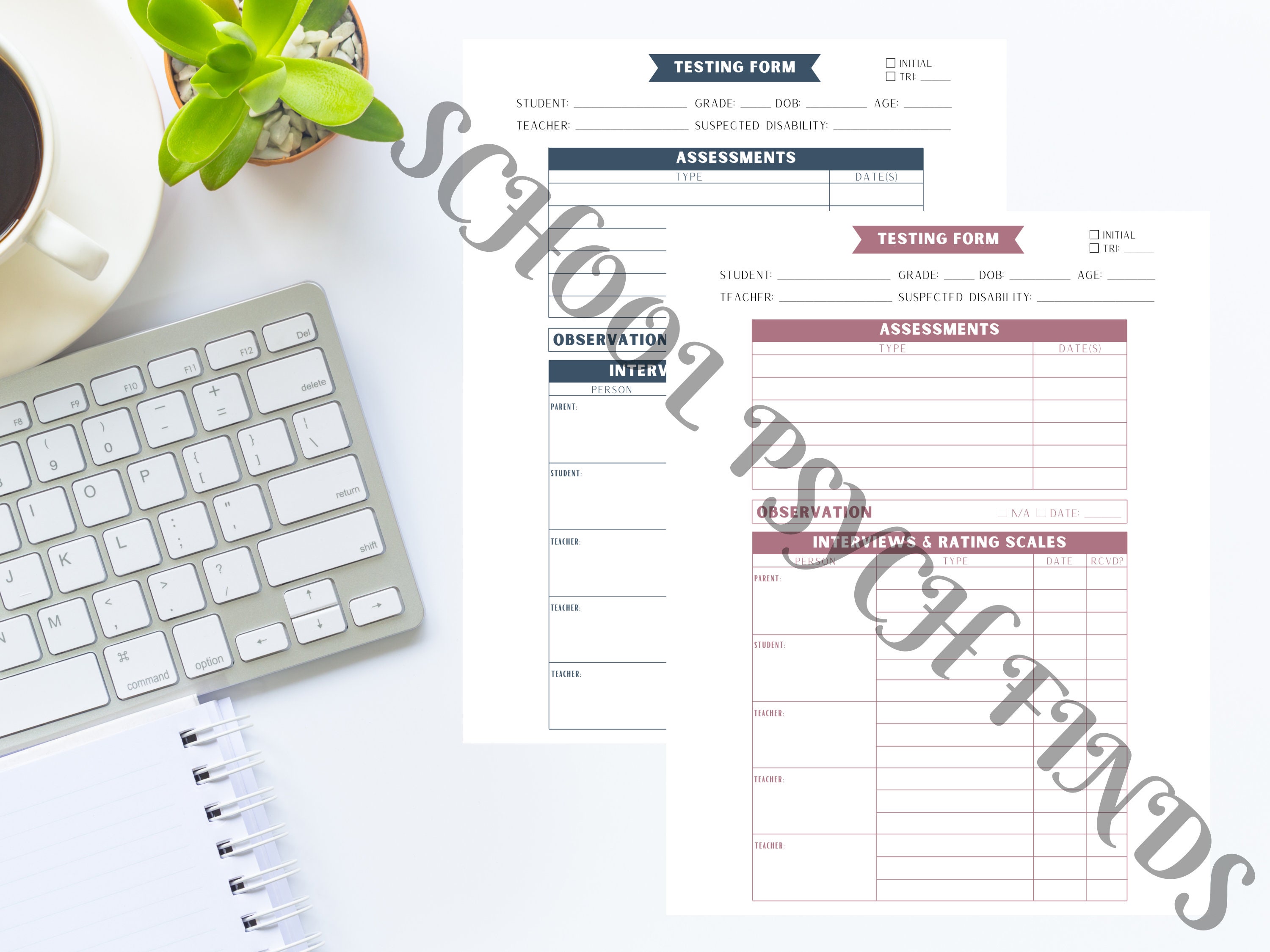 Testing Cover Form (MS/HS Version)- Testing Organization Form for ...