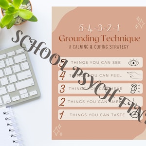 54321 Grounding Technique Coping Strategy| Visual Print | School ...