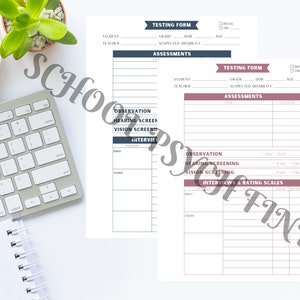 Testing Cover Form (elementary Version)- Testing Organization Form for ...