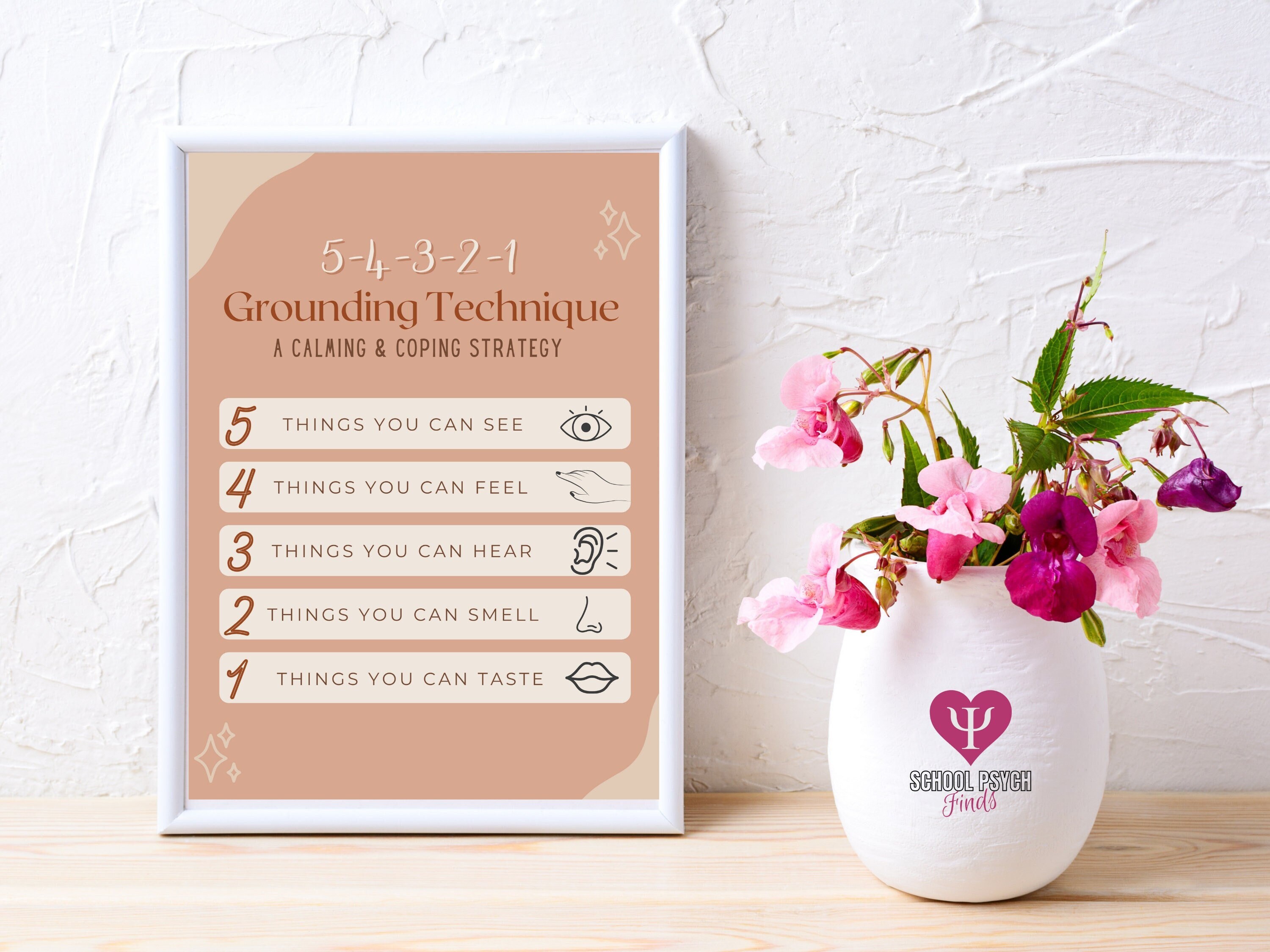 54321 Grounding Technique Coping Strategy| Visual Print | School ...