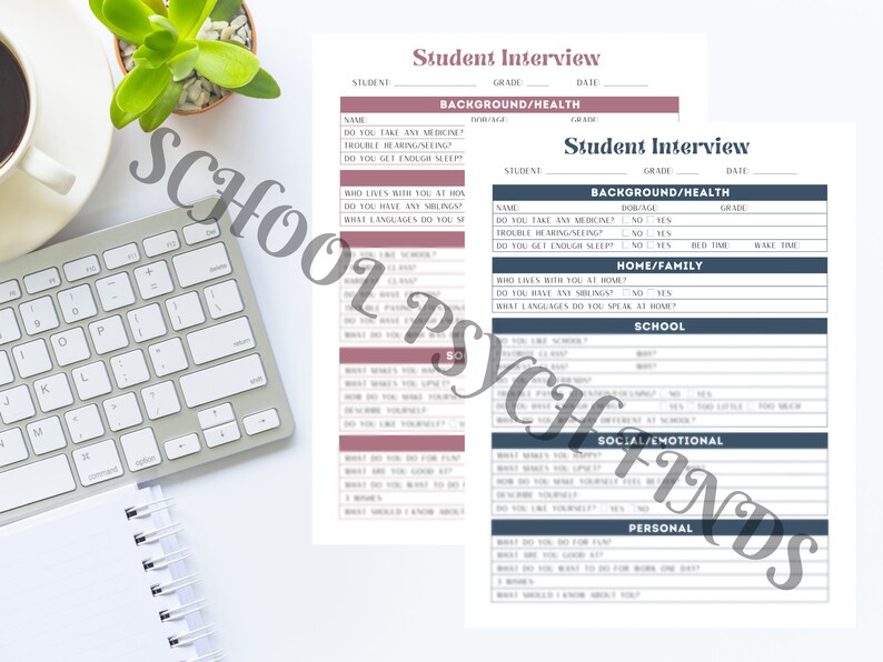Student Interview Form | School Psychologist Forms | School Counselor ...