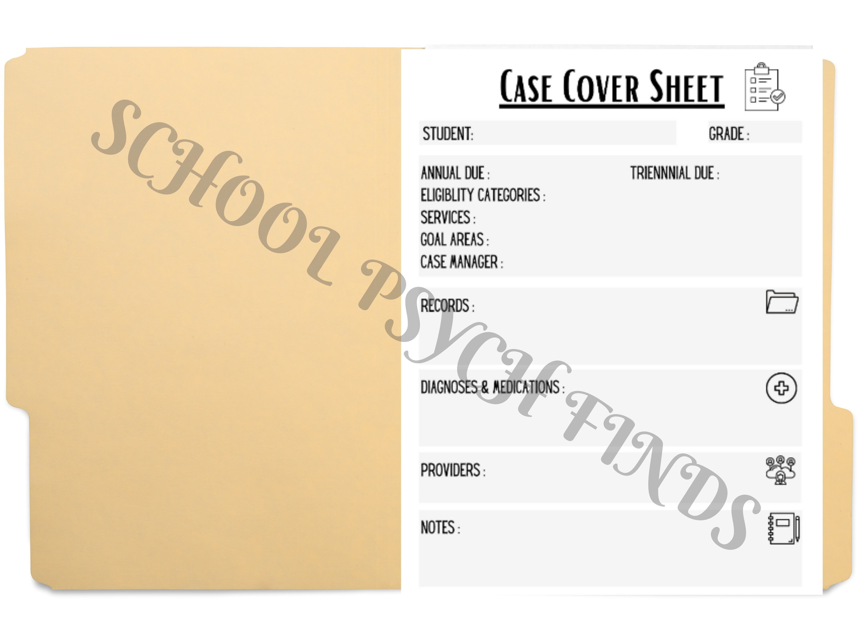 Case Cover Sheet Form Counseling/case Organization Form for - Etsy