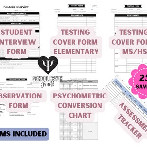 Assessment Organization Bundle School Psychologist Testing Forms Bundle ...