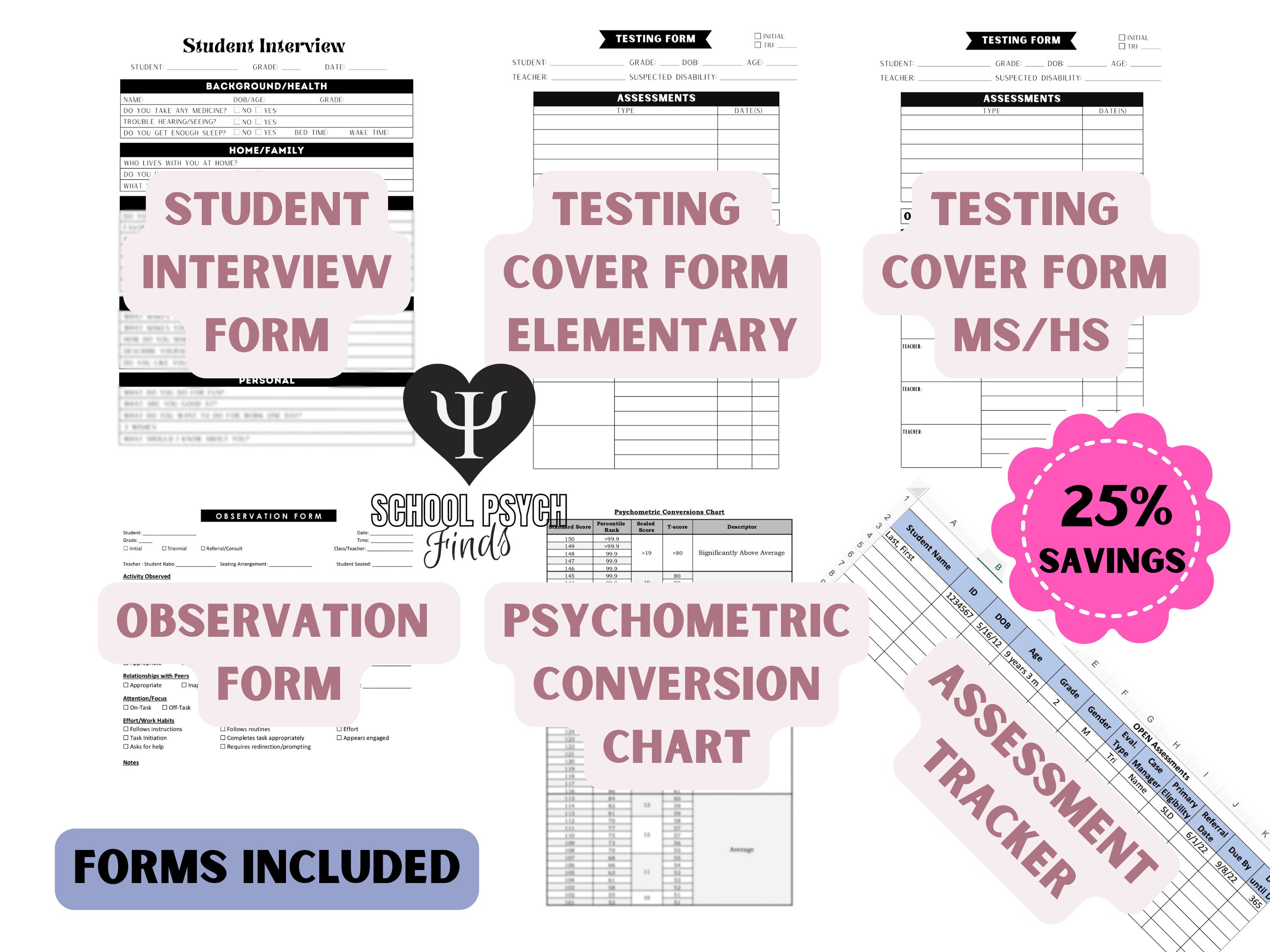 Assessment Organization Bundle School Psychologist Testing - Etsy