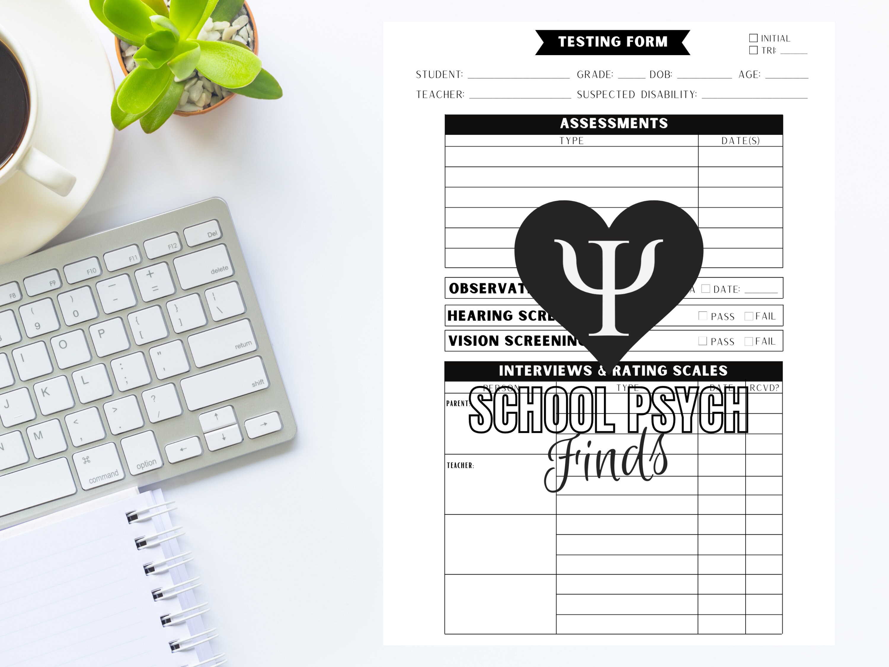 Assessment Organization Bundle | School Psychologist | Testing Forms ...