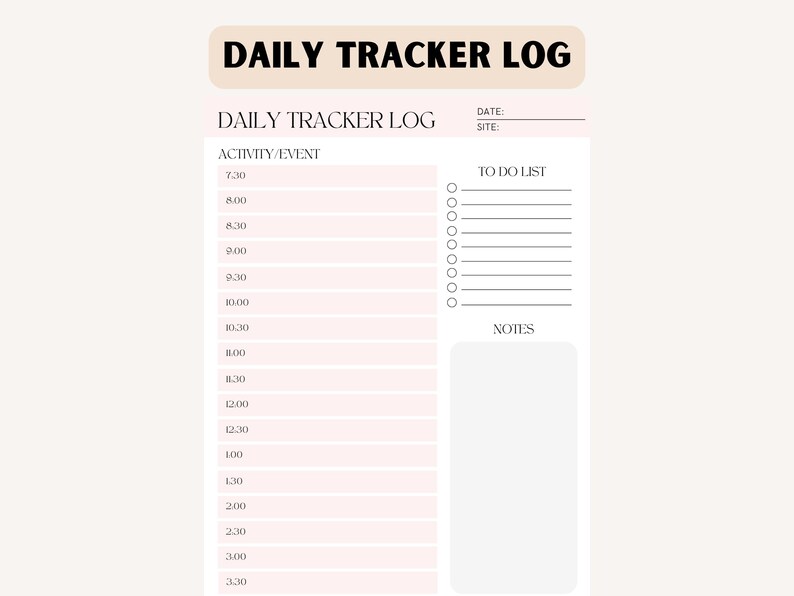 Daily Tracker Log for Internship & Practicum Hours | Organization Form ...