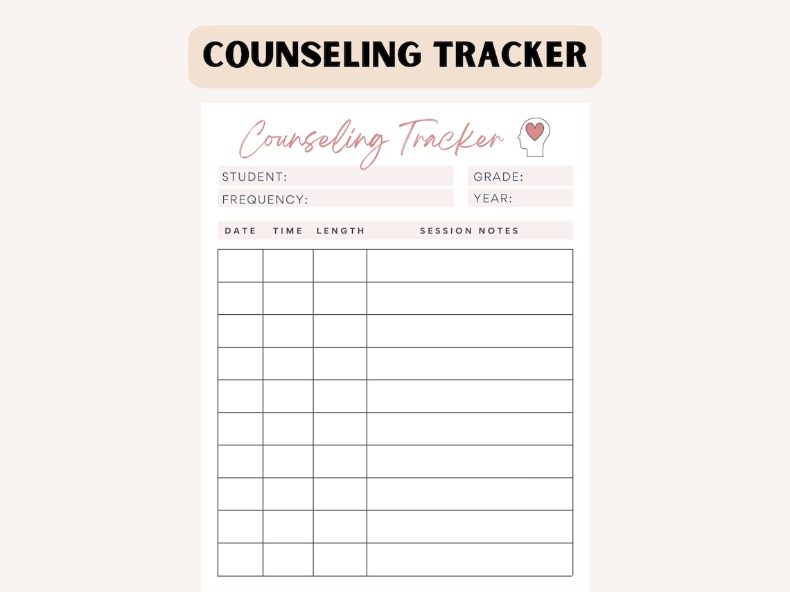 Counseling Tracker Log Documentation Form | Minimalist Pink Version ...