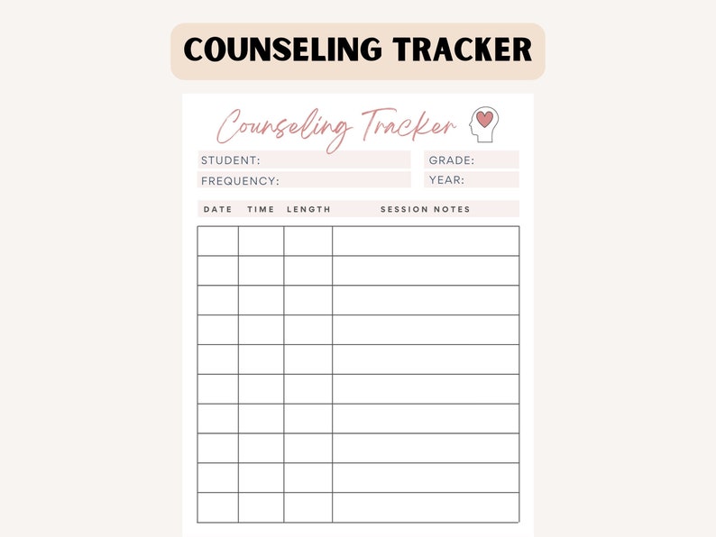 Counseling Tracker Log Documentation Form | Minimalist Pink Version ...