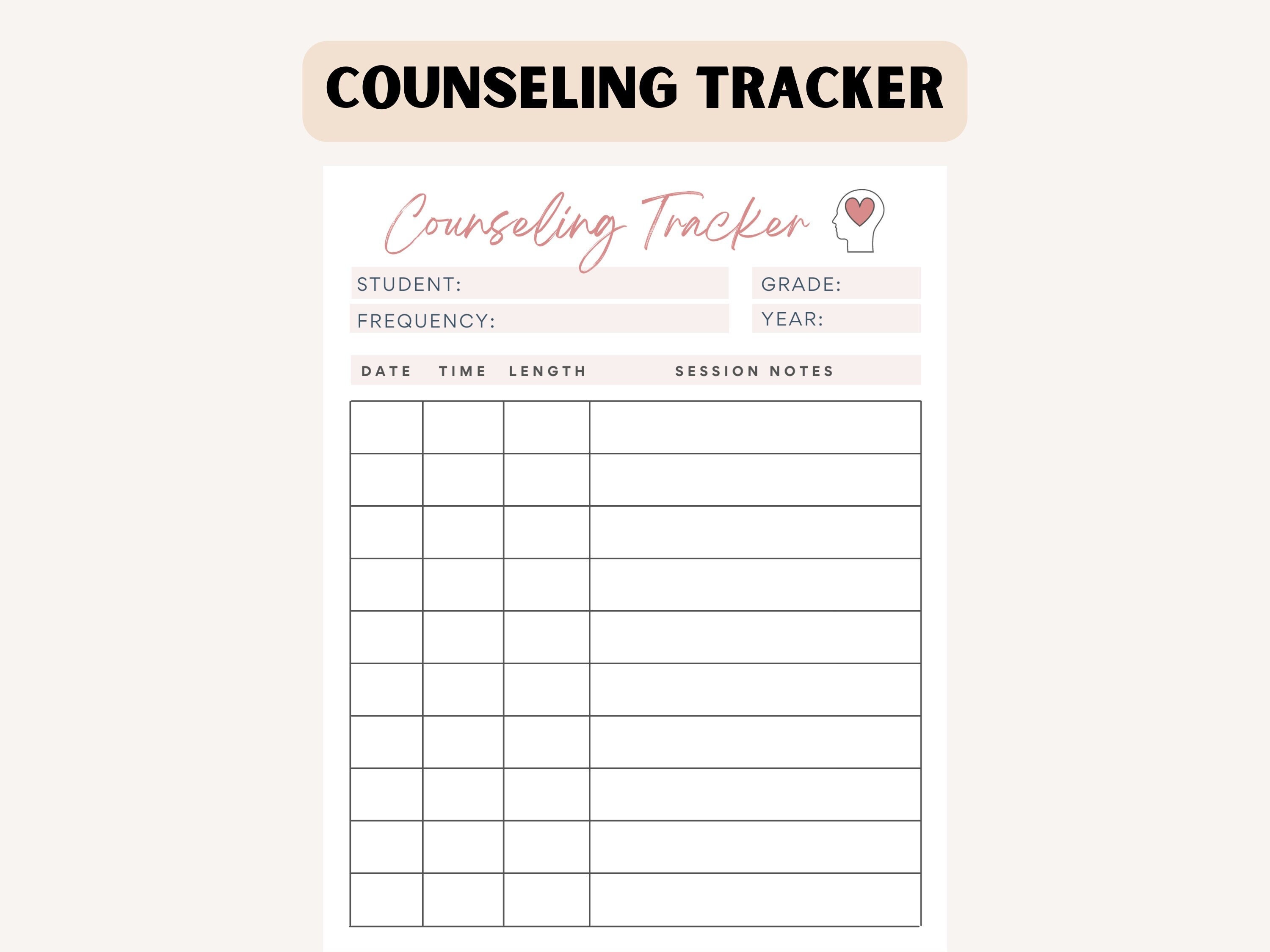 Counseling Tracker Log Documentation Form | Minimalist Pink Version ...