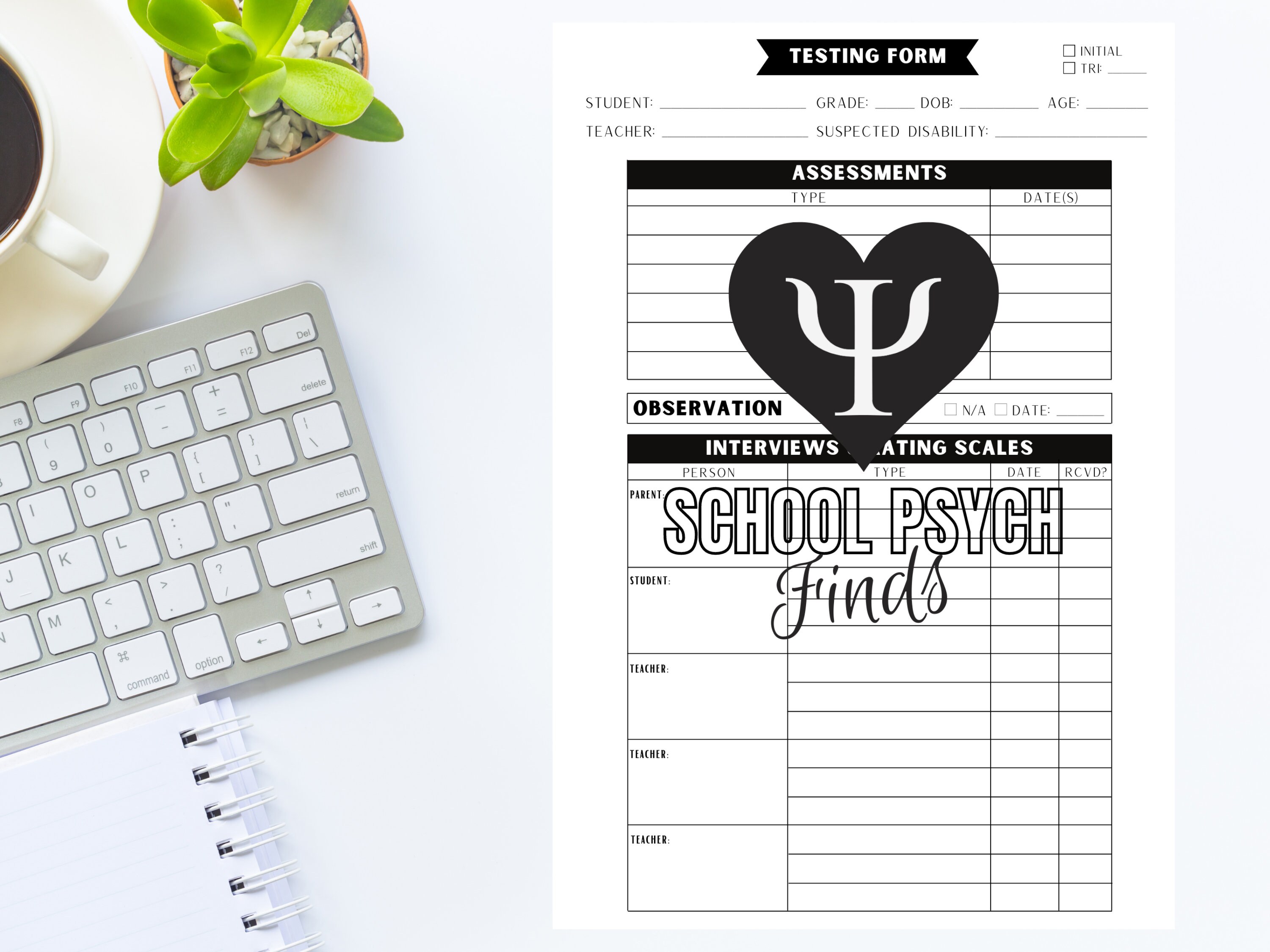 Assessment Organization Bundle | School Psychologist | Testing Forms ...