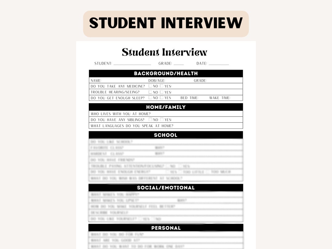 Student Interview Form | School Psychologist Forms | School Counselor ...