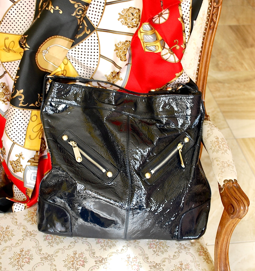 Luxury Woman Handbag by Jaeger of London Made From Black Patent Leather ...