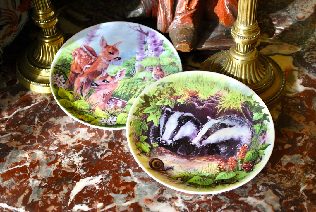Wedgwood Pair of Vintage Display Plates Depicting Wild Animals From a ...