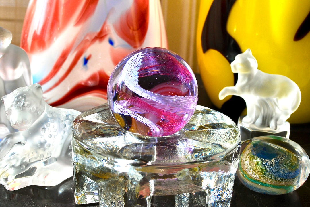 Beautiful Vintage Caithness Paperweight in Pink and Lilac (numbered ...