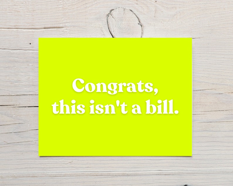 Postcard Funny Congrats This Isn't a Bill - Etsy