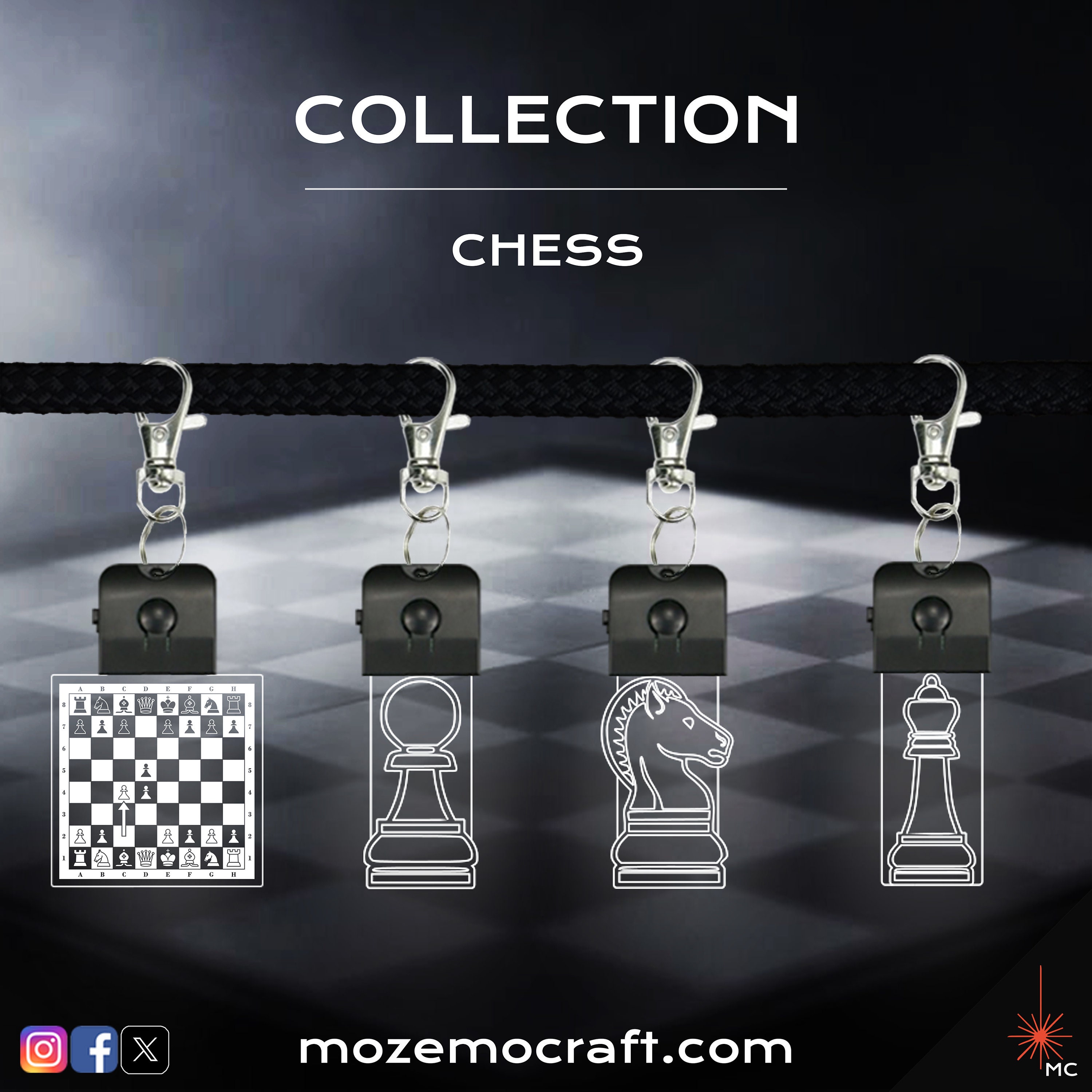 LED Keychain - Queen's Gambit Opening (chess) - Etsy