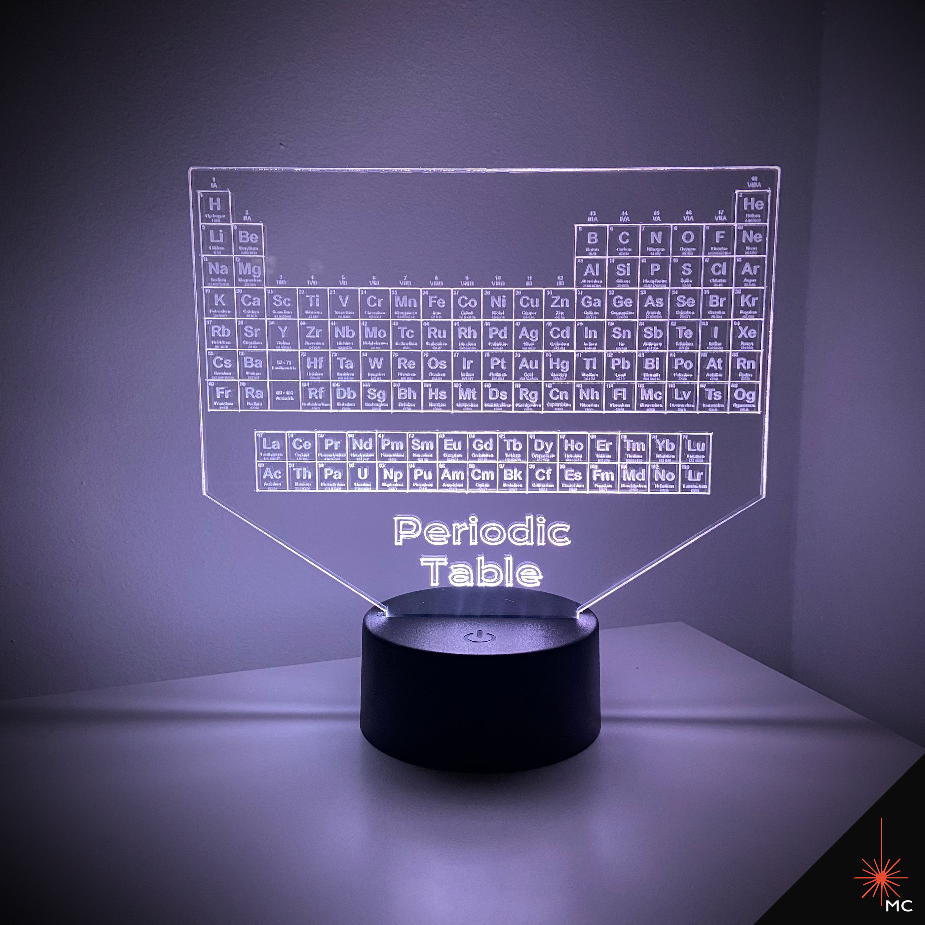 LED Desk Lamp Periodic Table science 3D Acrylic Night Light Glow - Etsy ...
