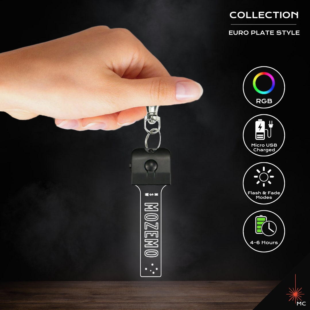 Design Your Own - Custom LED Vehicle Registration Number Plate Keychain ...