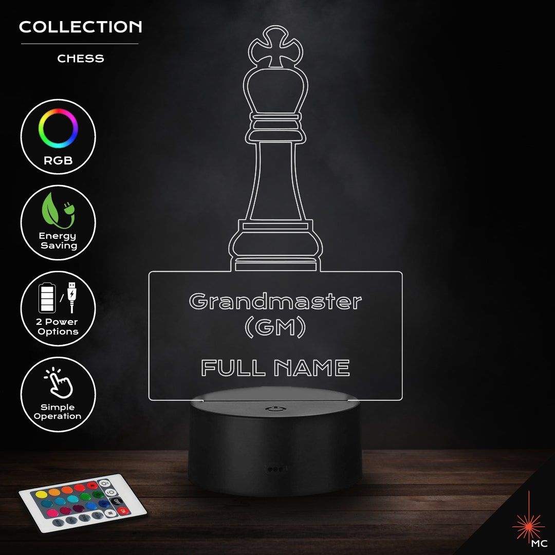 LED Lamp - Grandmaster (GM) + Full Name (chess) - Etsy