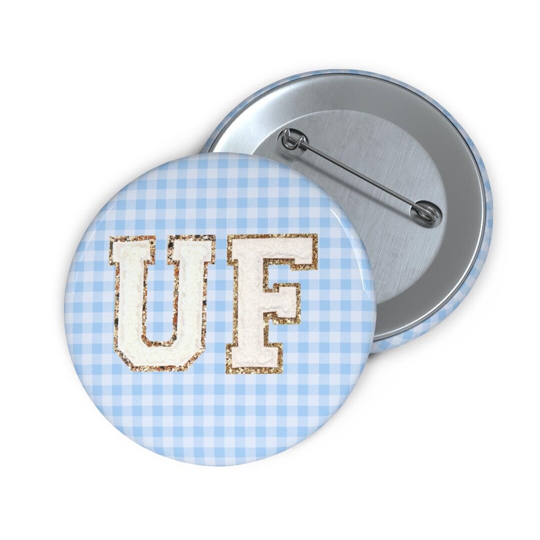 UF Glitter Letter Gingham Button University of Florida - Etsy