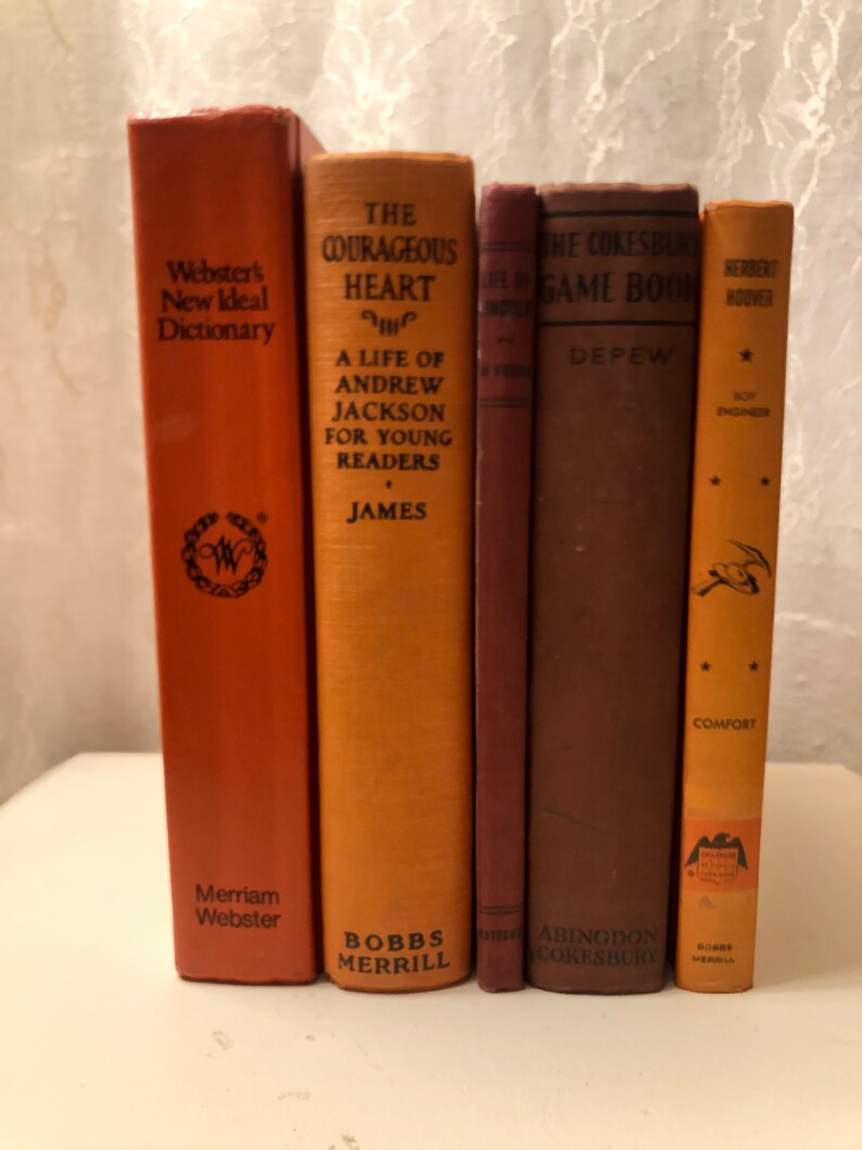 Orange and Red Vintage Books. Books for Decoration. Display Books ...