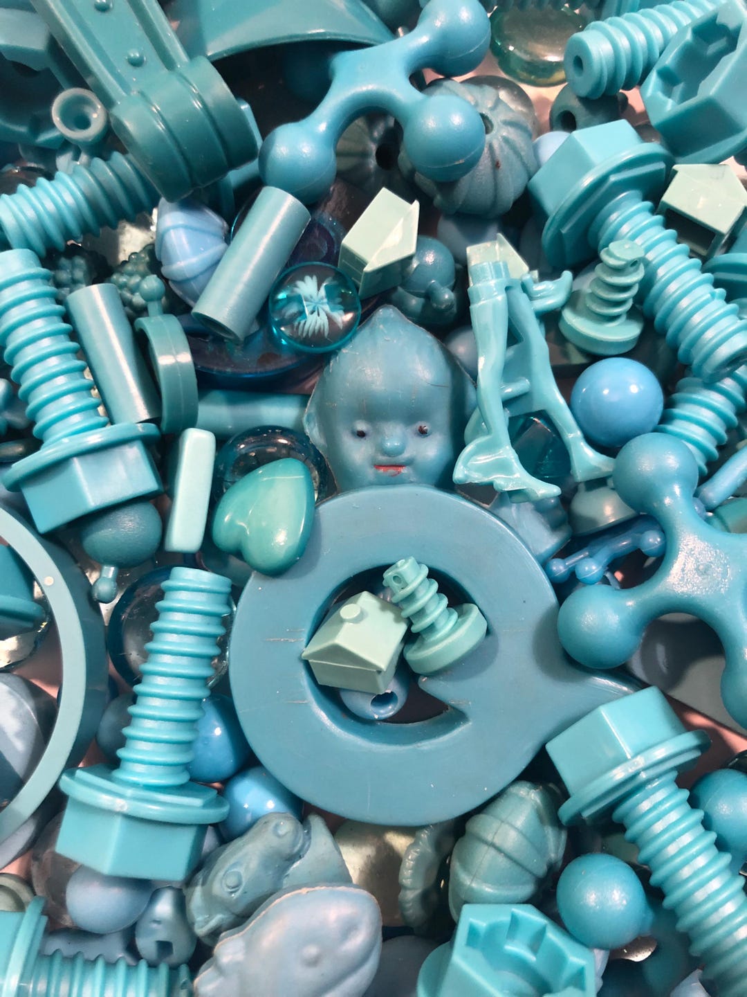 Light Blue Found Objects for Assemblage Art and Crafts. Tiny Random Sky ...