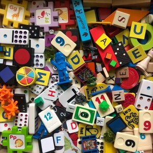 Board Game Pieces. Vintage Game Pieces-modern. 100+ Pc Lot. Dice, Chess ...