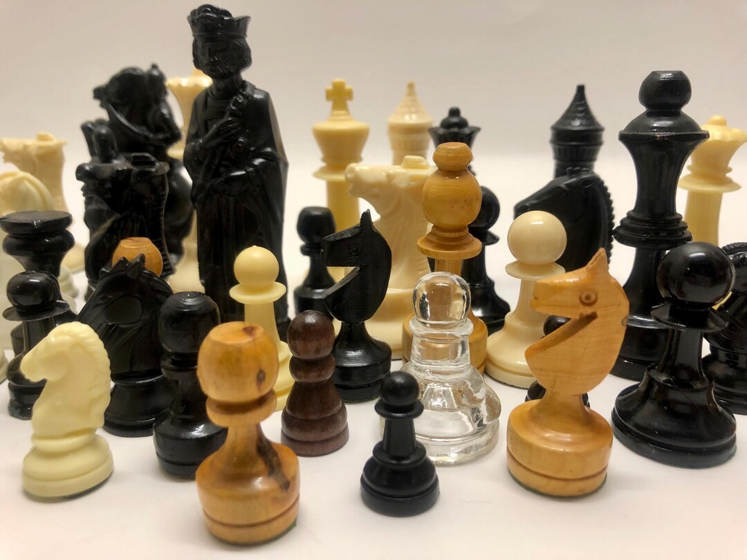 Different Style Chess Pieces. Chess From Several Sets for Crafts ...