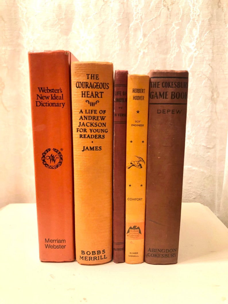 Orange and Red Vintage Books. Books for Decoration. Display Books ...