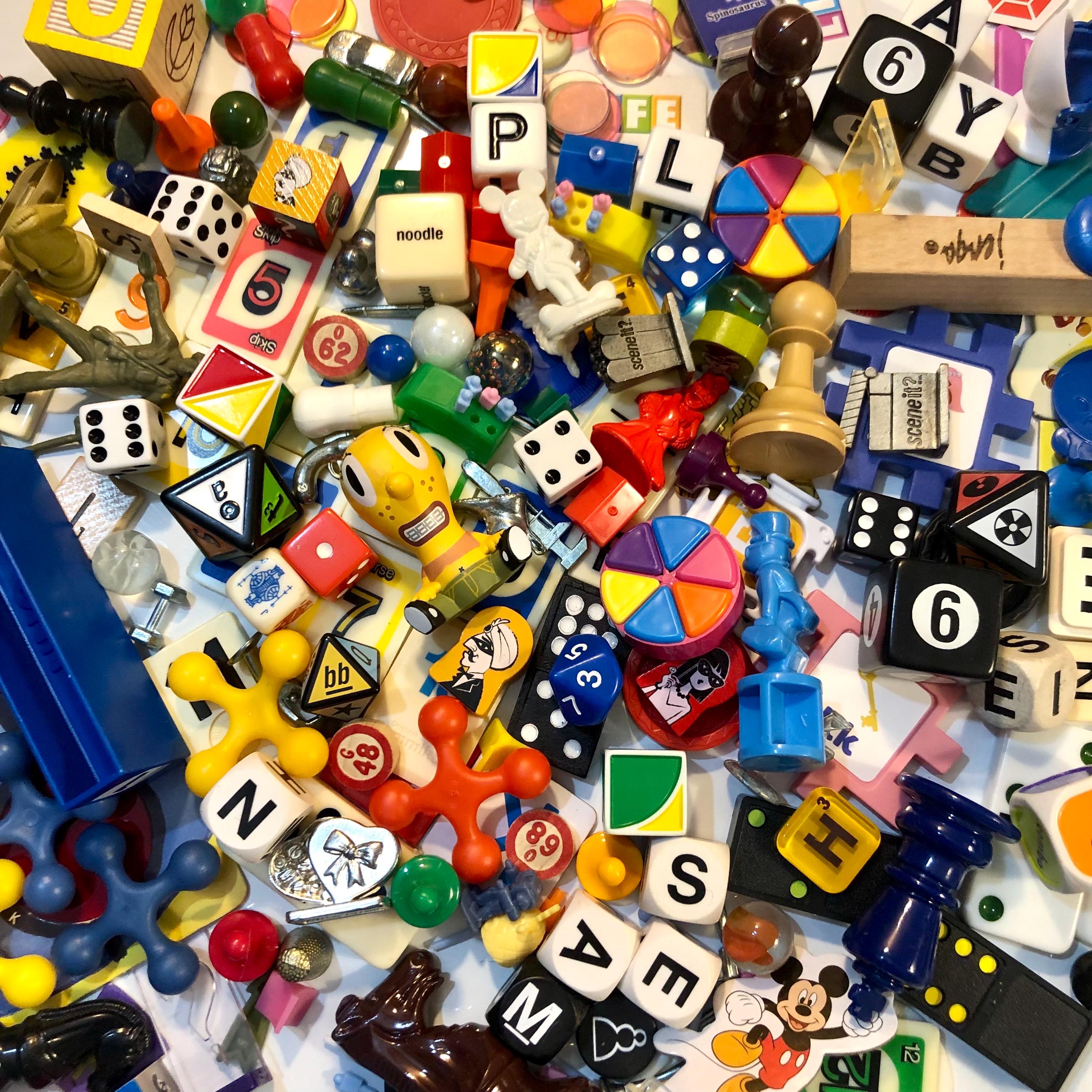 Board Game Pieces. Vintage Game Pieces-modern. 100+ Pc Lot. Dice, Chess ...