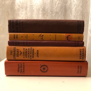 Orange and Red Vintage Books. Books for Decoration. Display Books ...