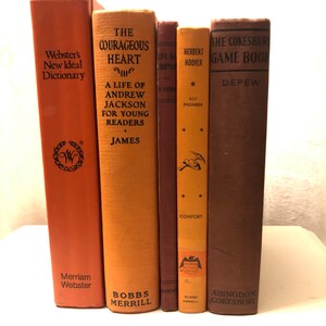 Orange and Red Vintage Books. Books for Decoration. Display Books ...