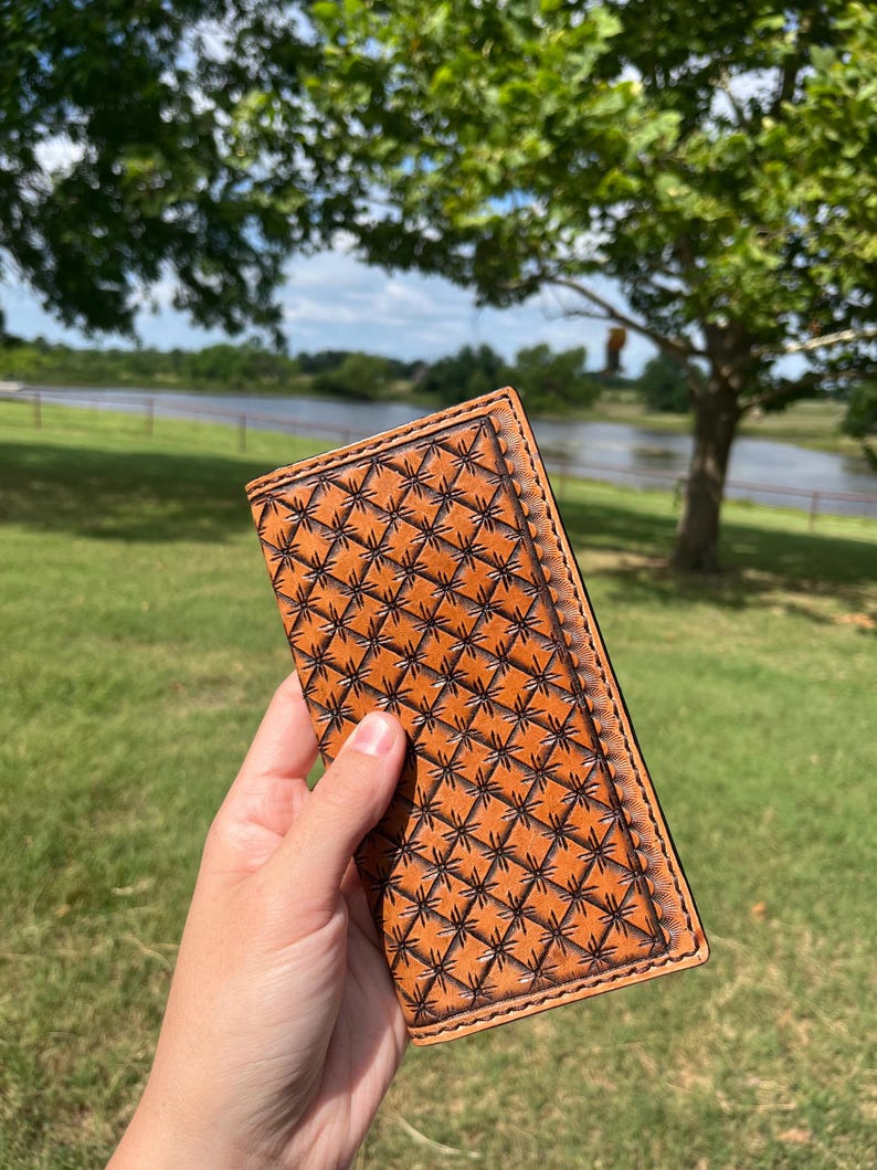 Hand-tooled Leather Checkbook Cover - Etsy