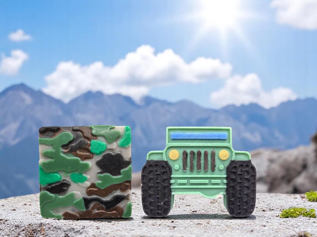 Set of 2 - Camouflage and Sport Car Soap, Army, Military, Gift for Her ...
