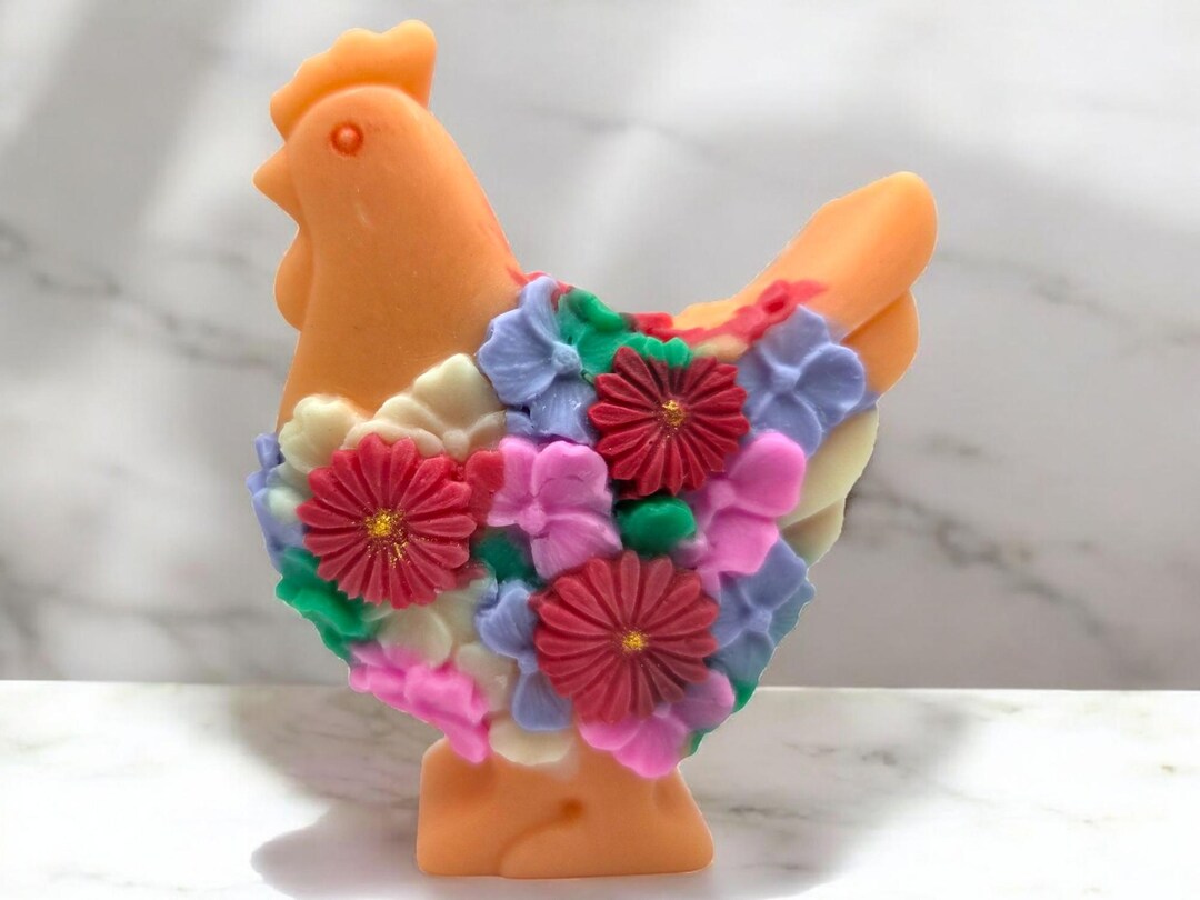 Floral Chicken Soap With 3D Details, Mother's Day, Birthday, Animal ...